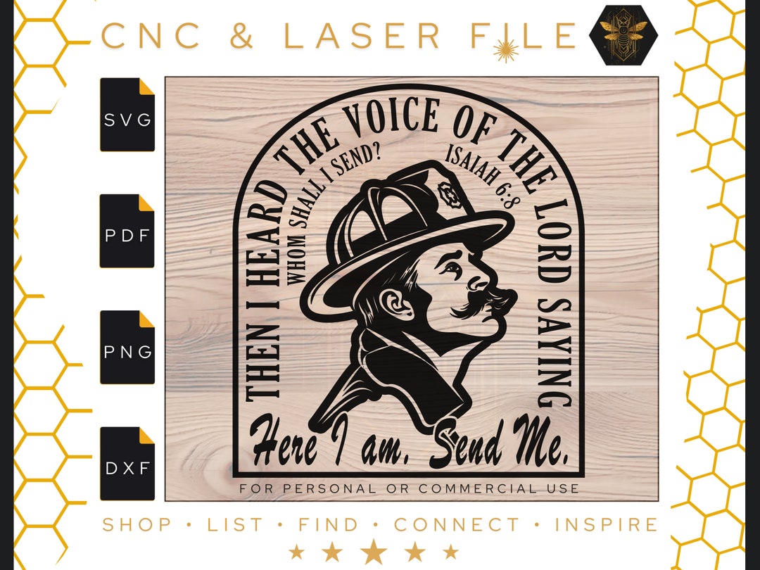 Fireman SVG | Here Am I Send Me Bible Verse | Isaiah | Firefighter File ...
