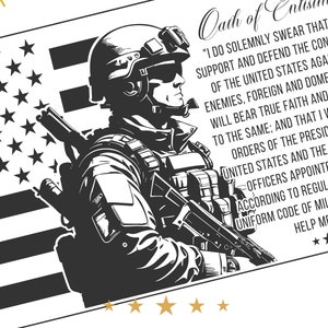 Oath of Enlistment Detailed Soldier Centered American Flag | Veteran of ...