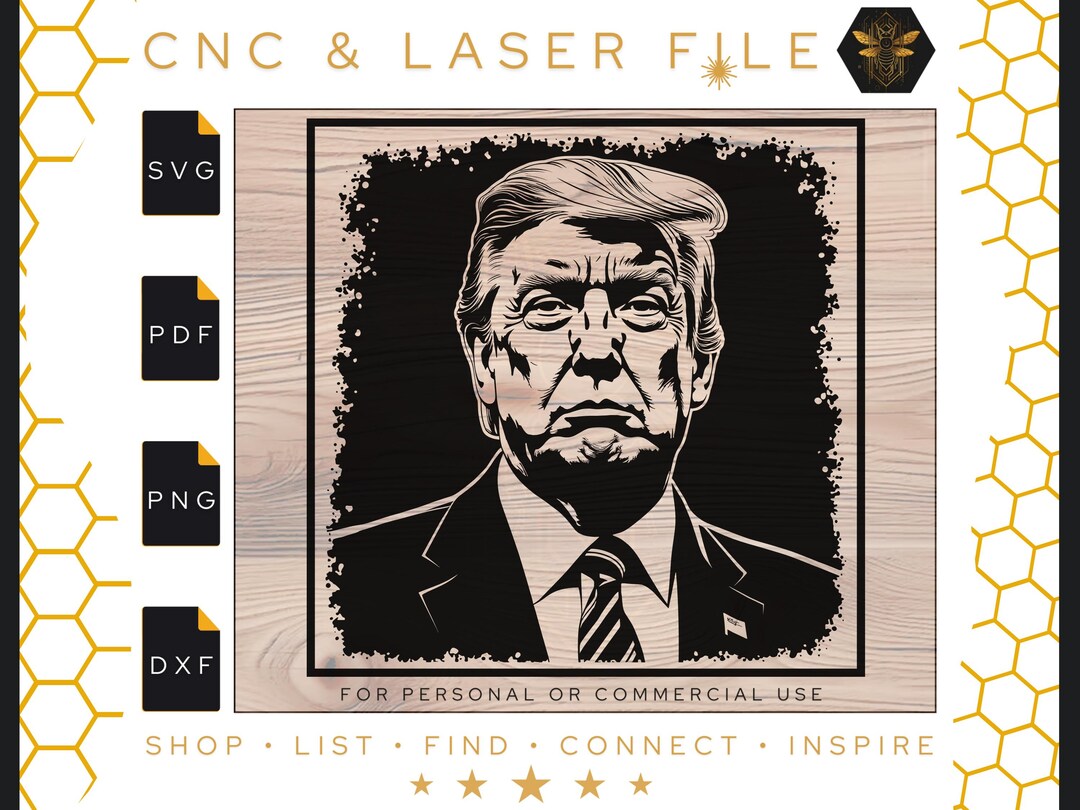 Donald J Trump Portrait Svg | Trump Vector Files | President Trump File ...