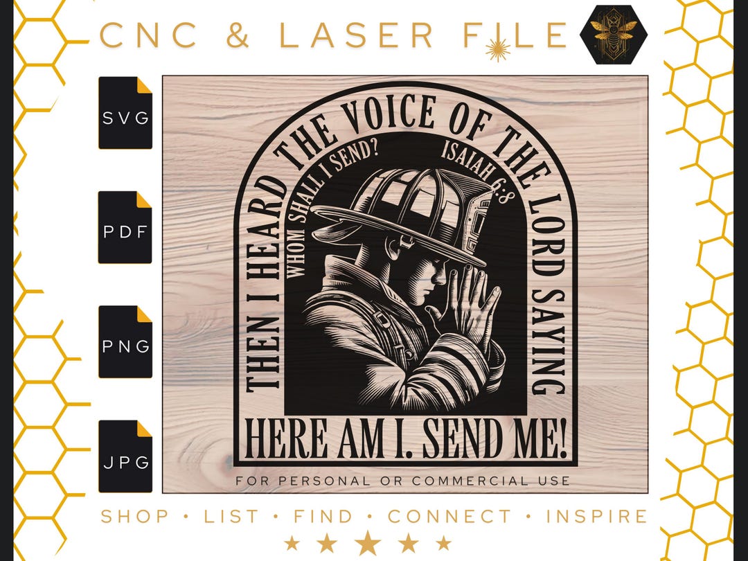 Fireman Praying SVG | Here Am I Send Me Bible Verse | Isaiah ...