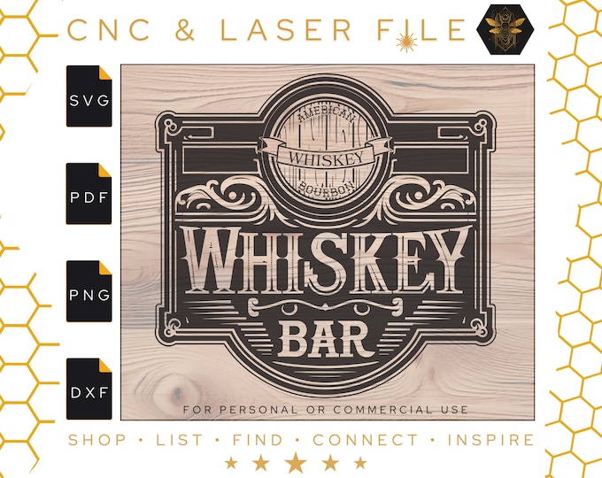 Whiskey Bar Customizable Sign SVG Laser Cut Files for Glowforge - Laser ...