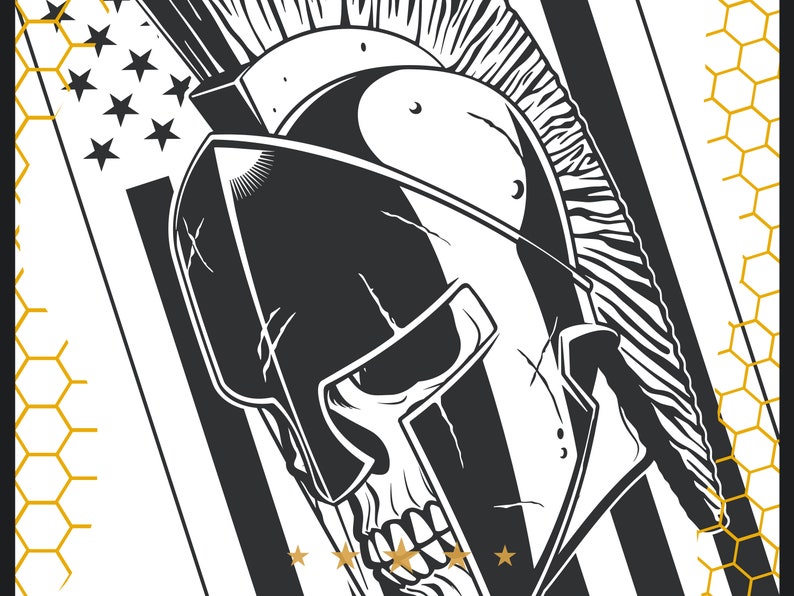 Spartan Warrior Vector Skull Vertical American Flag Spartan Flag File ...