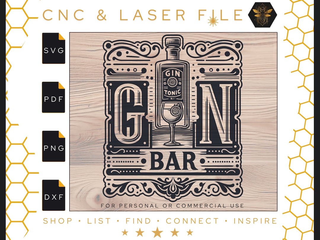 Gin and Tonic Bar Sign | Home Bar Decor | Gin | Gin Bar Svg File | Bar ...