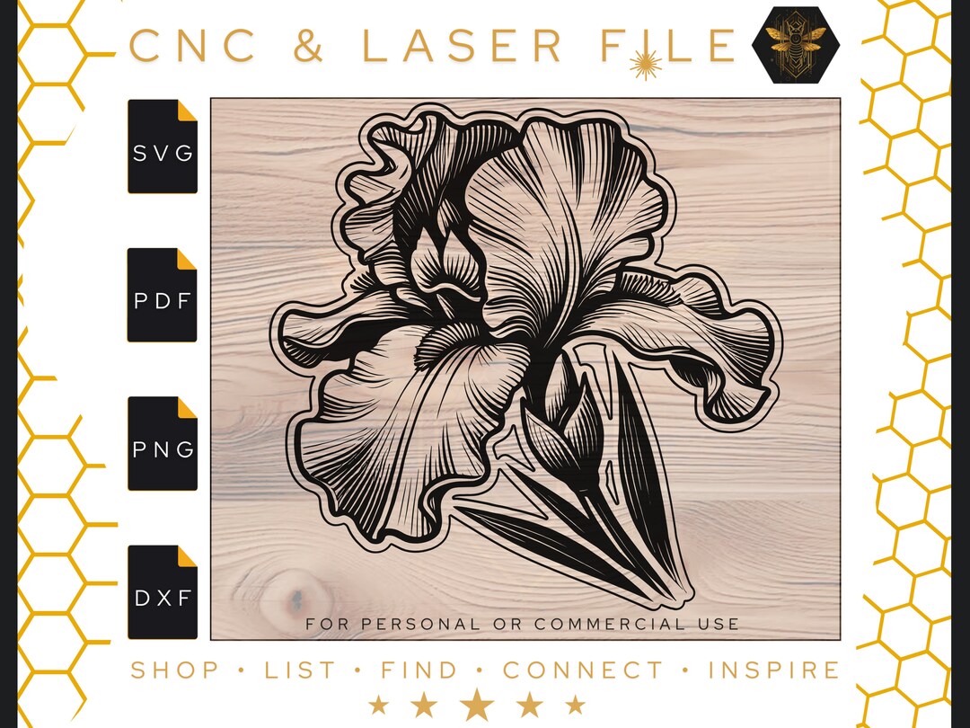 Single Iris SVG | Iris Flower File | Marriage or Anniversary Vector ...