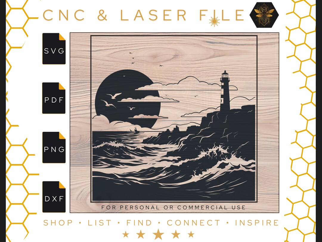 Lighthouse Shoreline Vector File | Lighthouse and Waves | Lighthouse ...