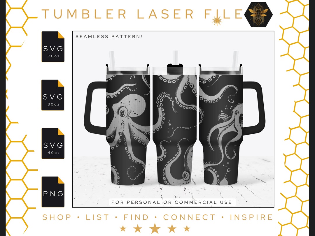 Octopus Themed Tumbler SVG | Octopus Tumbler File | Octopus | Seamless ...