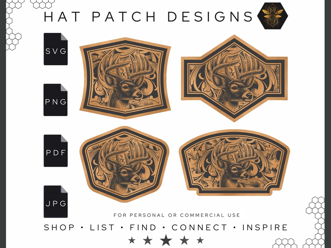 Deer Hunter Hat Patch SVG: Antler Scroll Design (digital Download) - Etsy