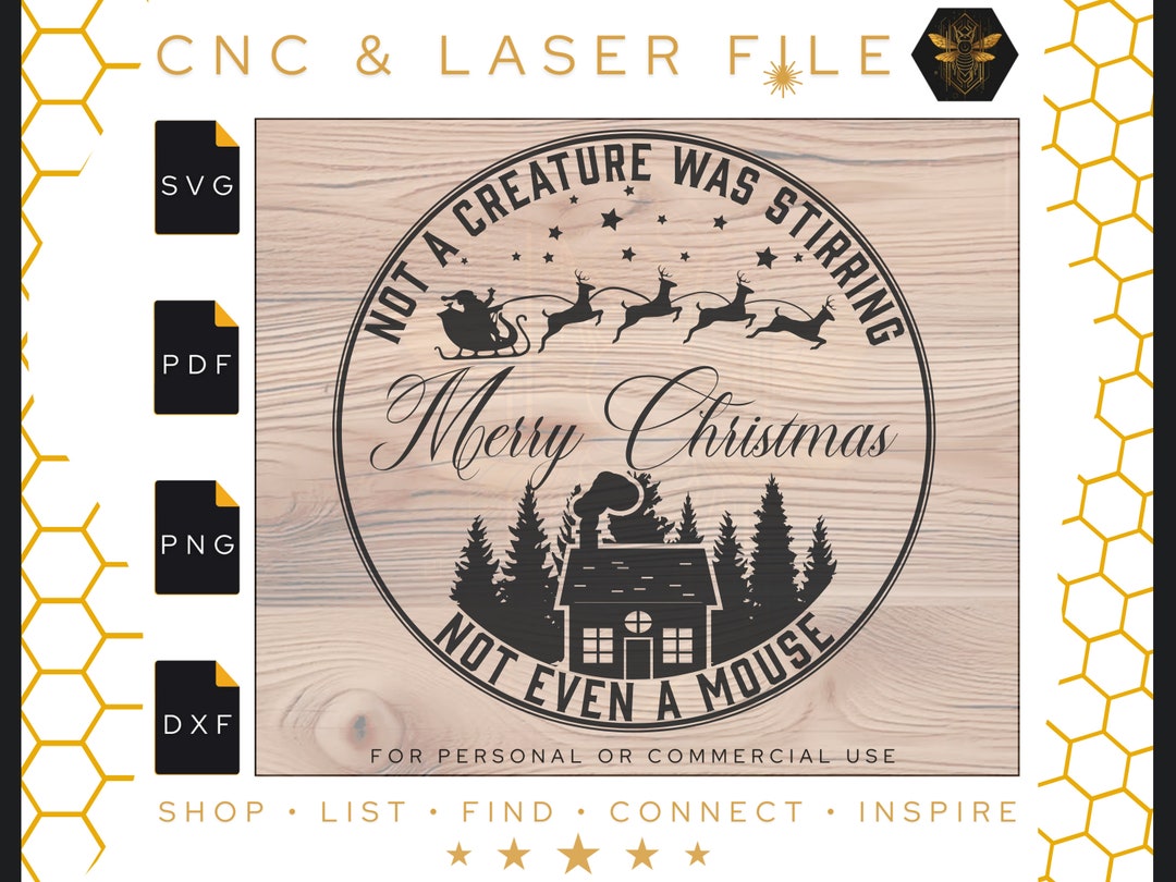 Not a Creature Was Stirring Svg | Santa's Sled and Reindeer | Vector ...