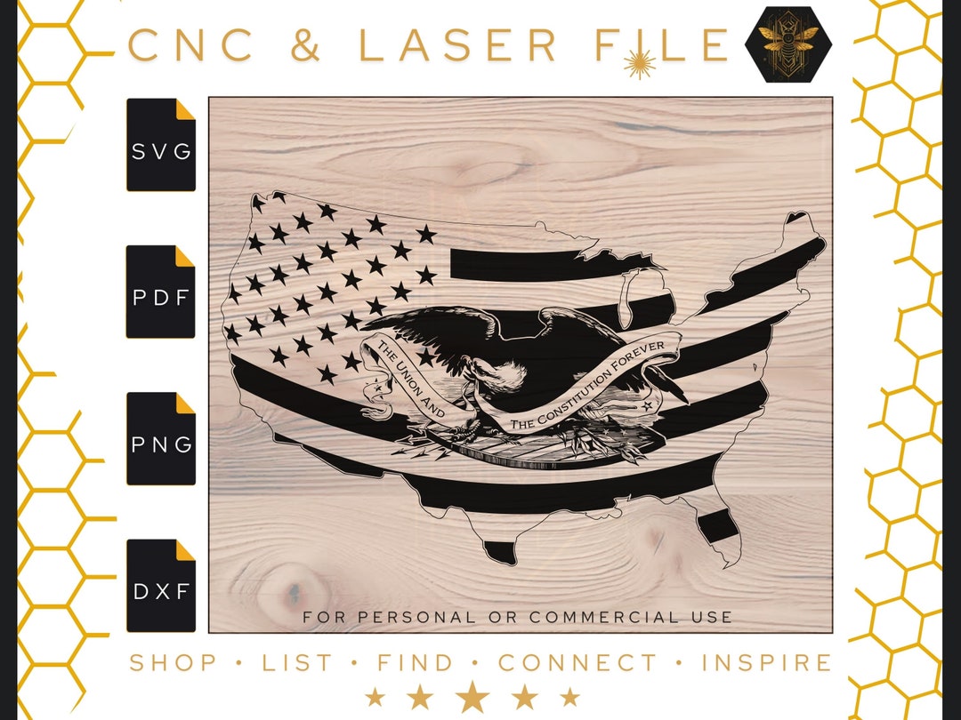Union and the Constitution Forever Eagle SVG Laser File | Detailed ...