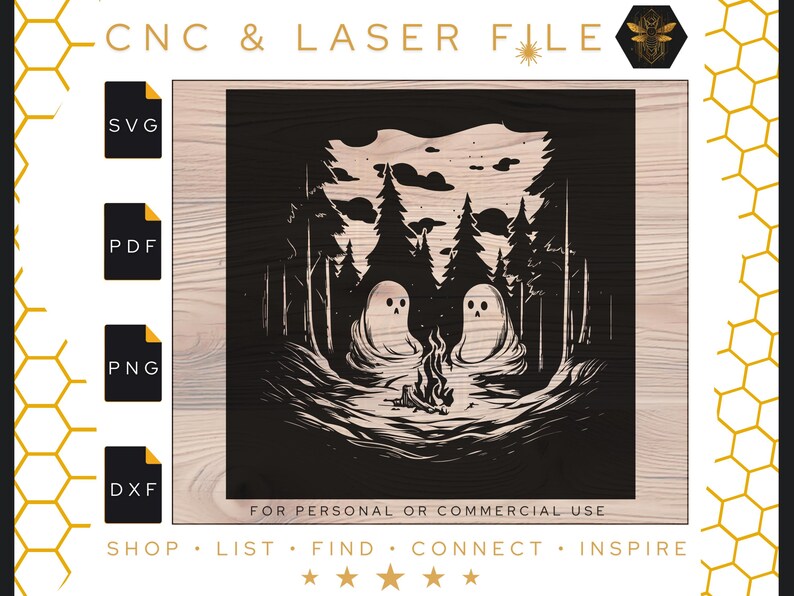 Ghostly Halloween Campfire Scene Svg Illustration Happy Halloween ...