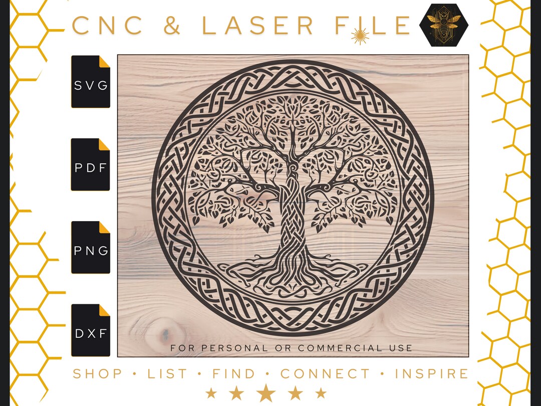 Celtic Tree of Life Round Vector | Celtic Tree Svg | Celtic Pattern | Vector Wall Art Laser File ...