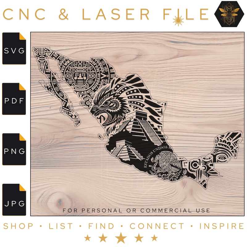 Map of Mexico Laser File - Etsy