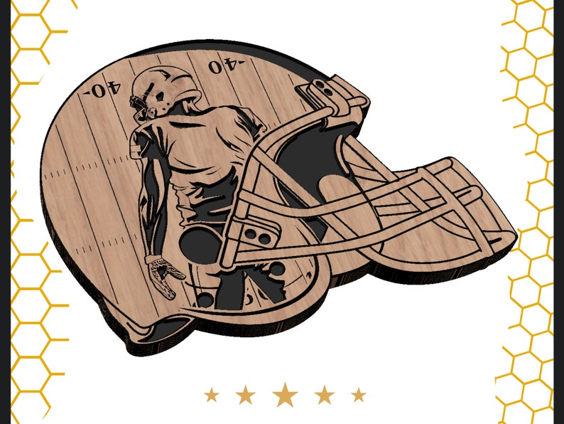 Football Helmet With Field and Player | CNC & Laser File | Football ...