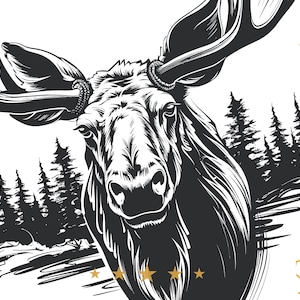 Moose Nature Vector File | Moose in Nature SVG | Moose Nature Scene ...