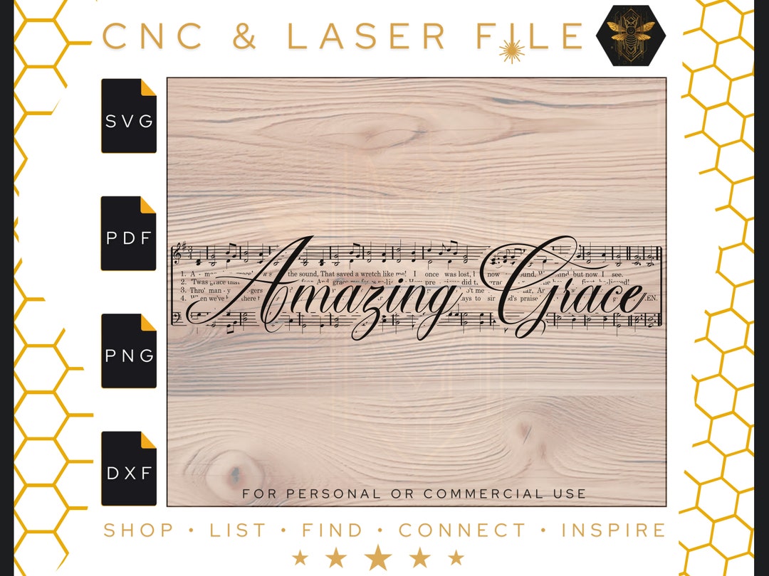 Amazing Grace Music File | Sheet Music | Amazing Grace Wall Art Laser ...