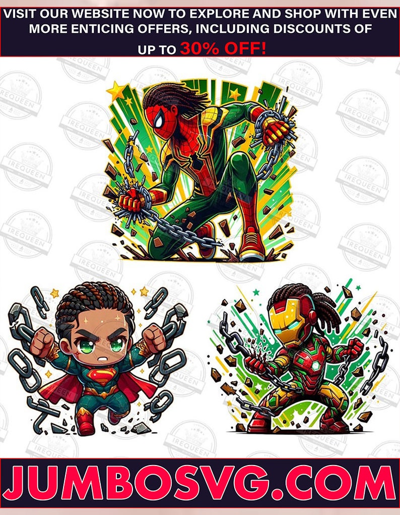 5 Superhero Juneteenth Breaking Every Chain Png, Black Man Dreadlocks ...