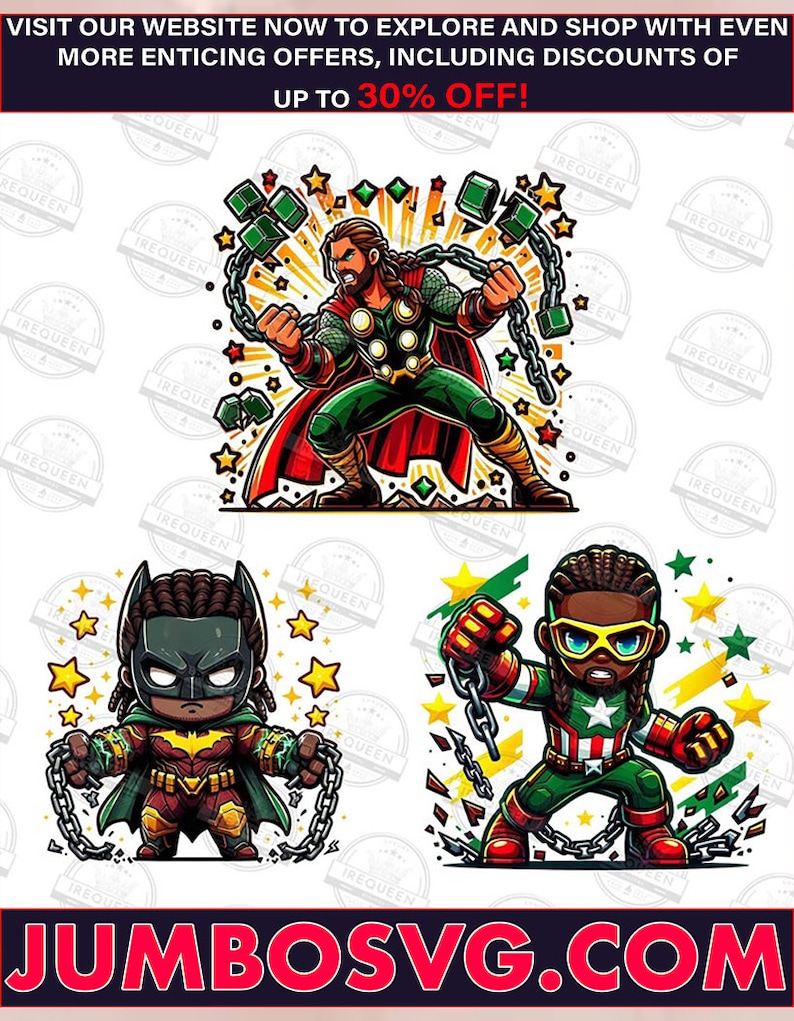 5 Superhero Juneteenth Breaking Every Chain Png, Black Man Dreadlocks ...