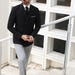 Custom Black Double Breasted Blazer With Grey Trousers: Handmade ...