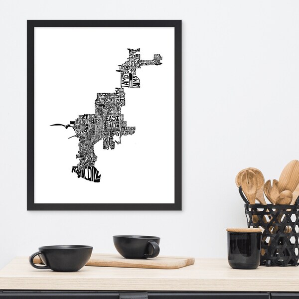 Cape Cod Typography Map Art FRAMED Print Customizable State Poster ...