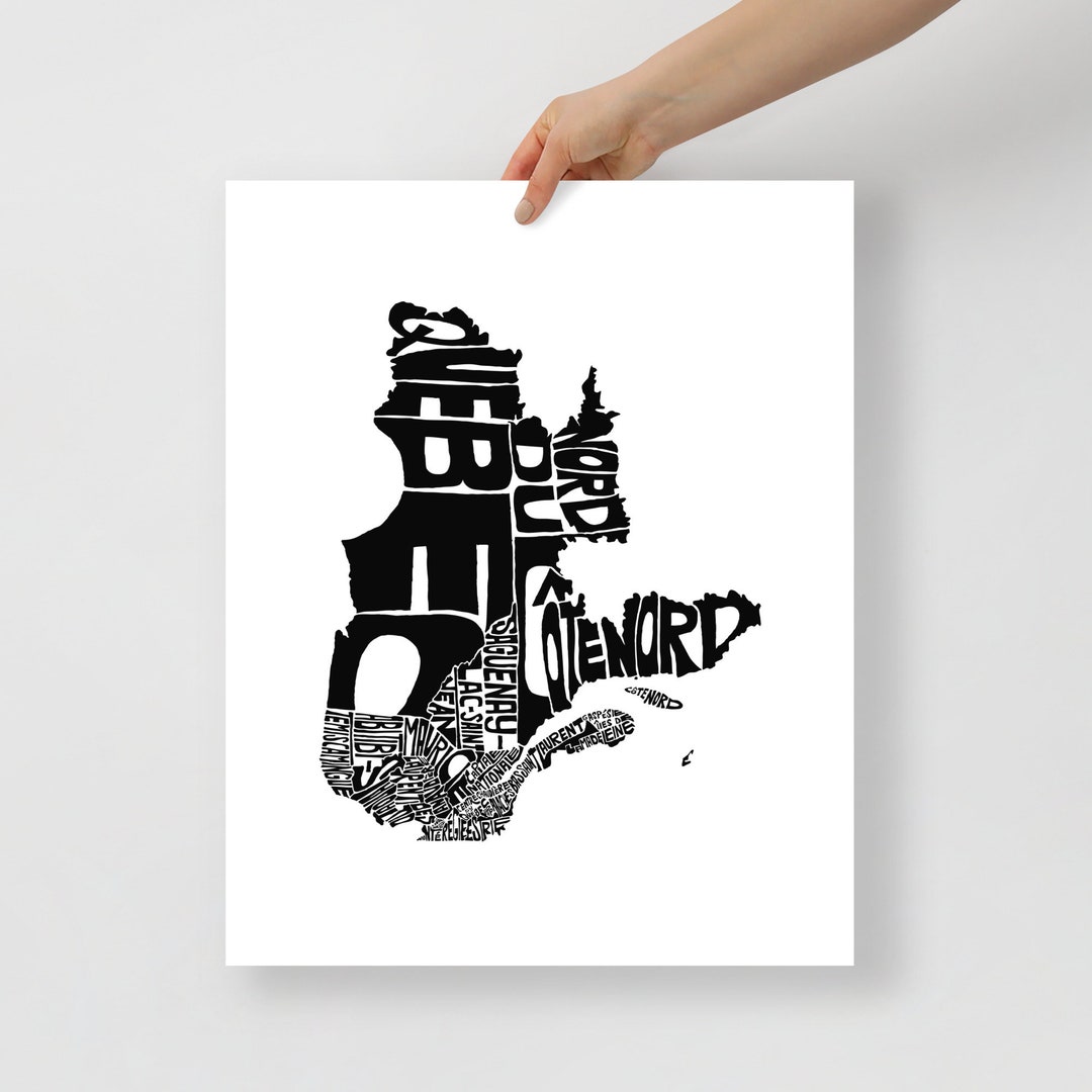Quebec Canada Typography Map Art Unframed Print Customizable Poster ...