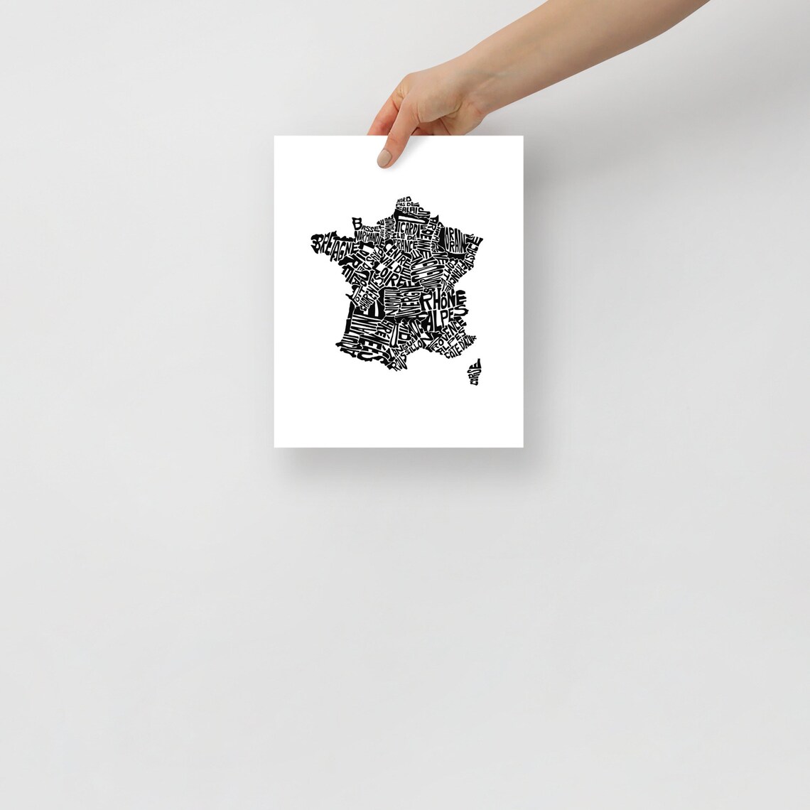 France Typography Map Art Unframed Print Custom Francophile Poster ...