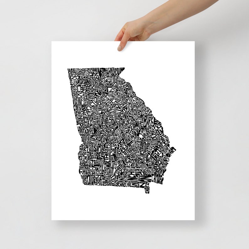 Georgia Typography Map Art Unframed Print Customizable State - Etsy