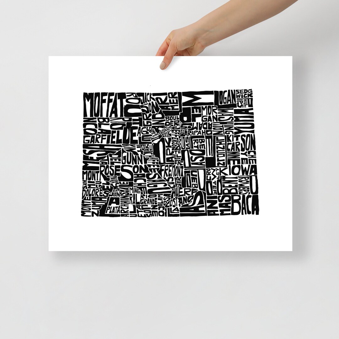 Colorado Typography Map Art Unframed Print Custom State Poster Wedding ...