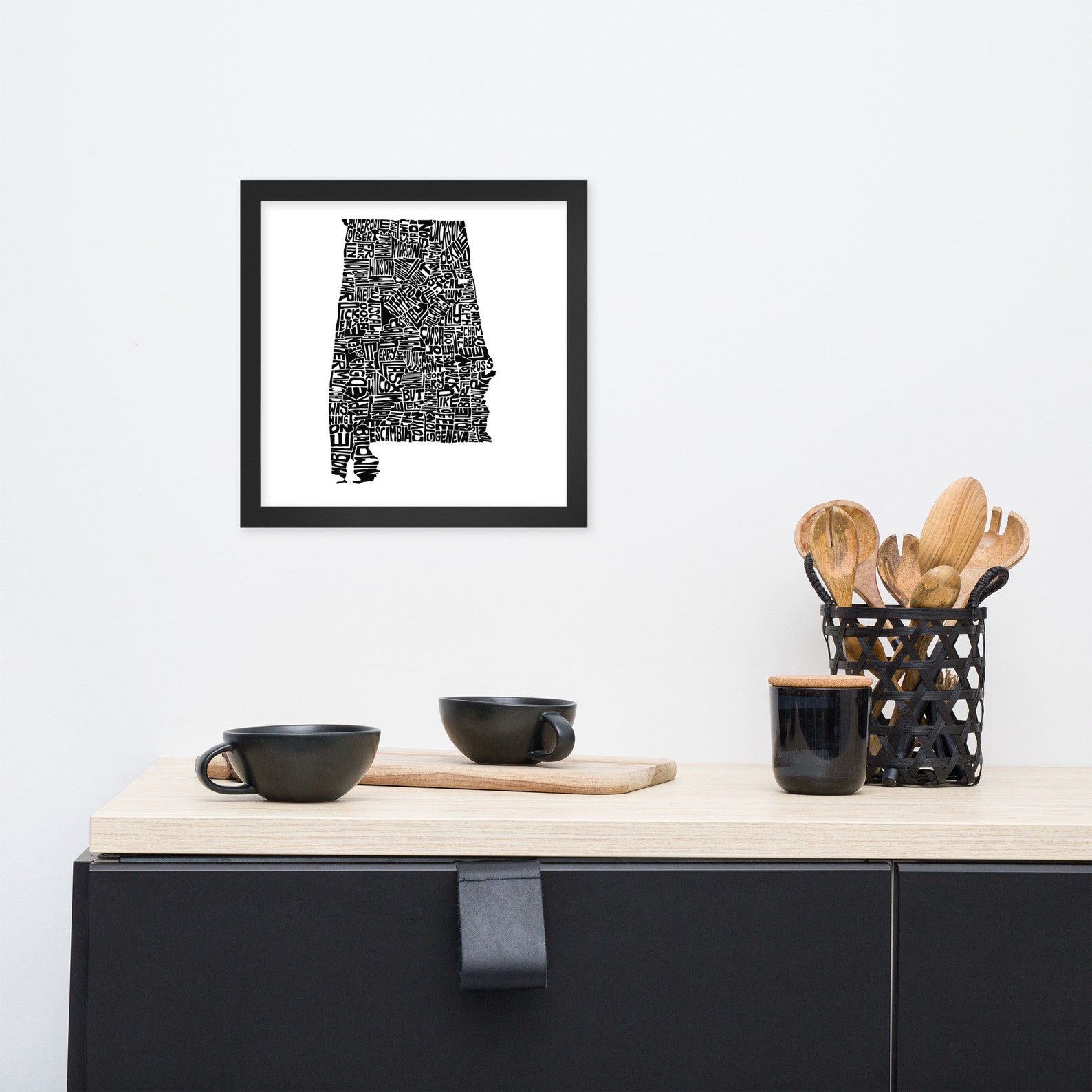 Alabama Typography Map Art FRAMED Print Customizable State Poster ...