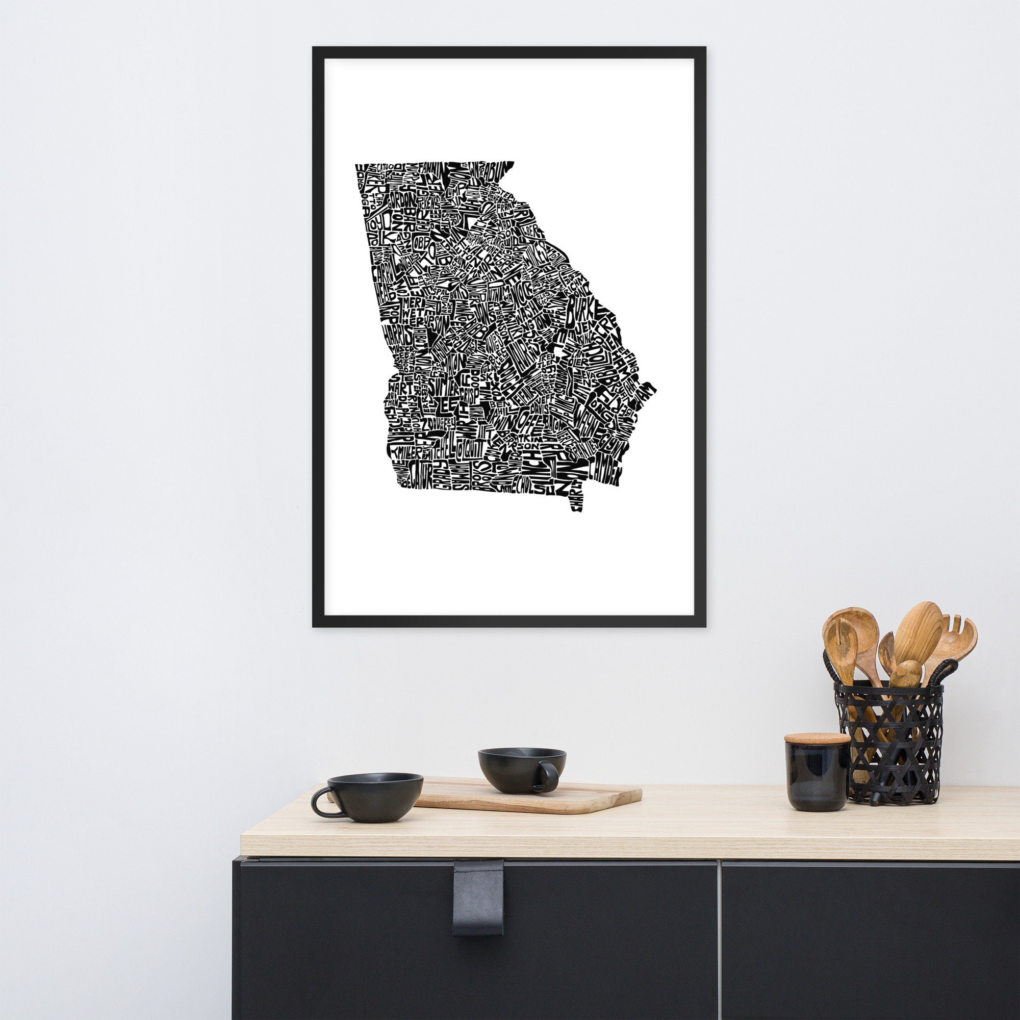 Georgia Typography Map Art FRAMED Print Customizable State Poster ...