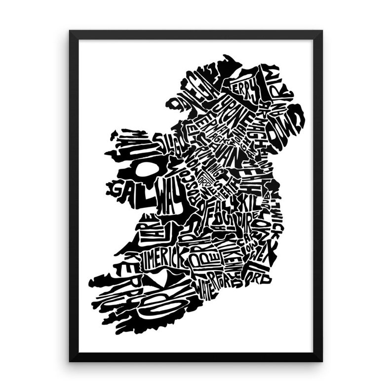 Ireland Typography Map Art FRAMED Print Customizable | Etsy