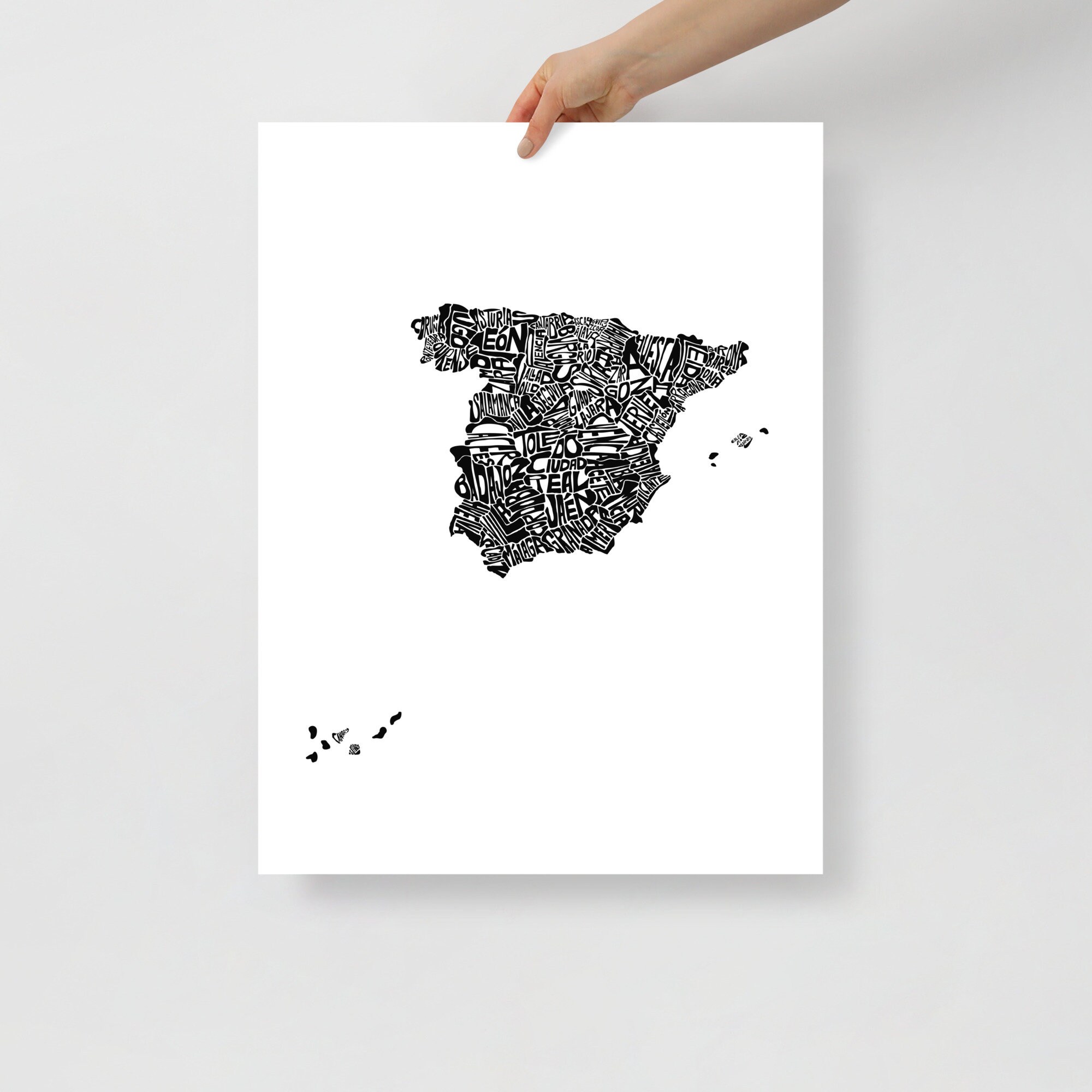 Spain Typography Map Art Unframed Print Customizable Country - Etsy