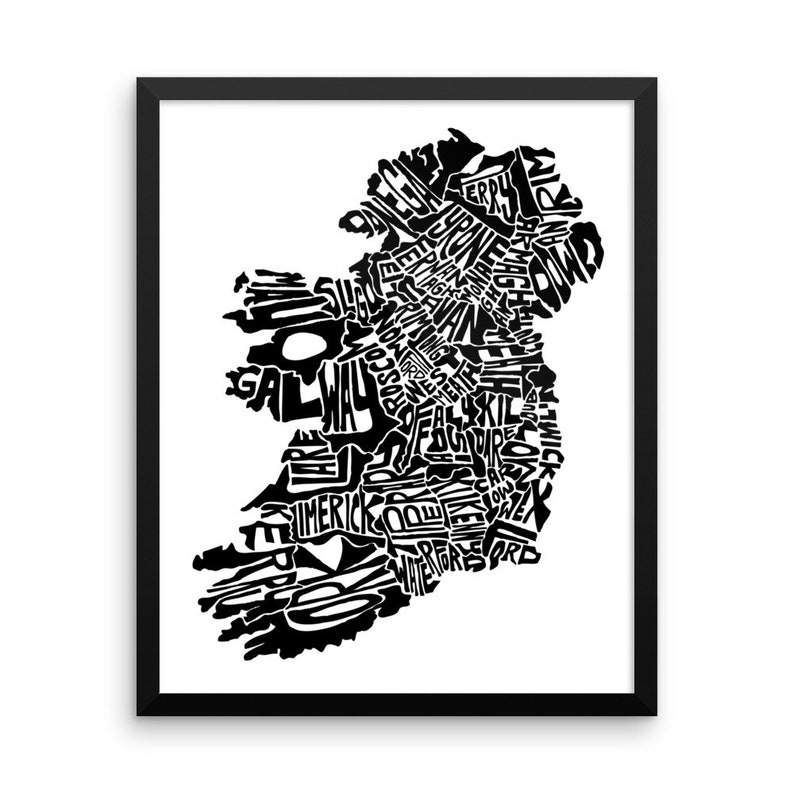 Ireland Typography Map Art FRAMED Print Customizable | Etsy