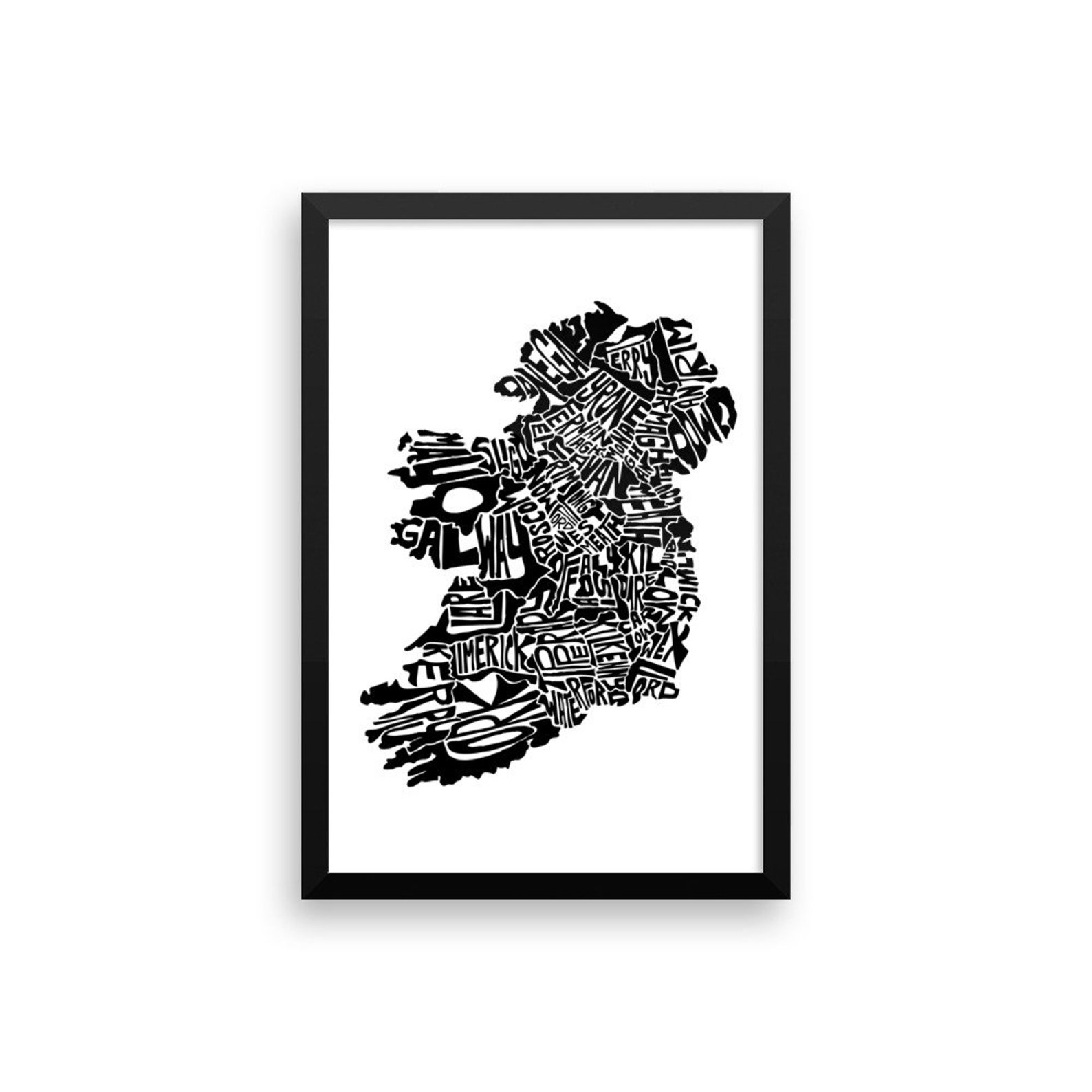 Ireland Typography Map Art FRAMED Print Customizable | Etsy