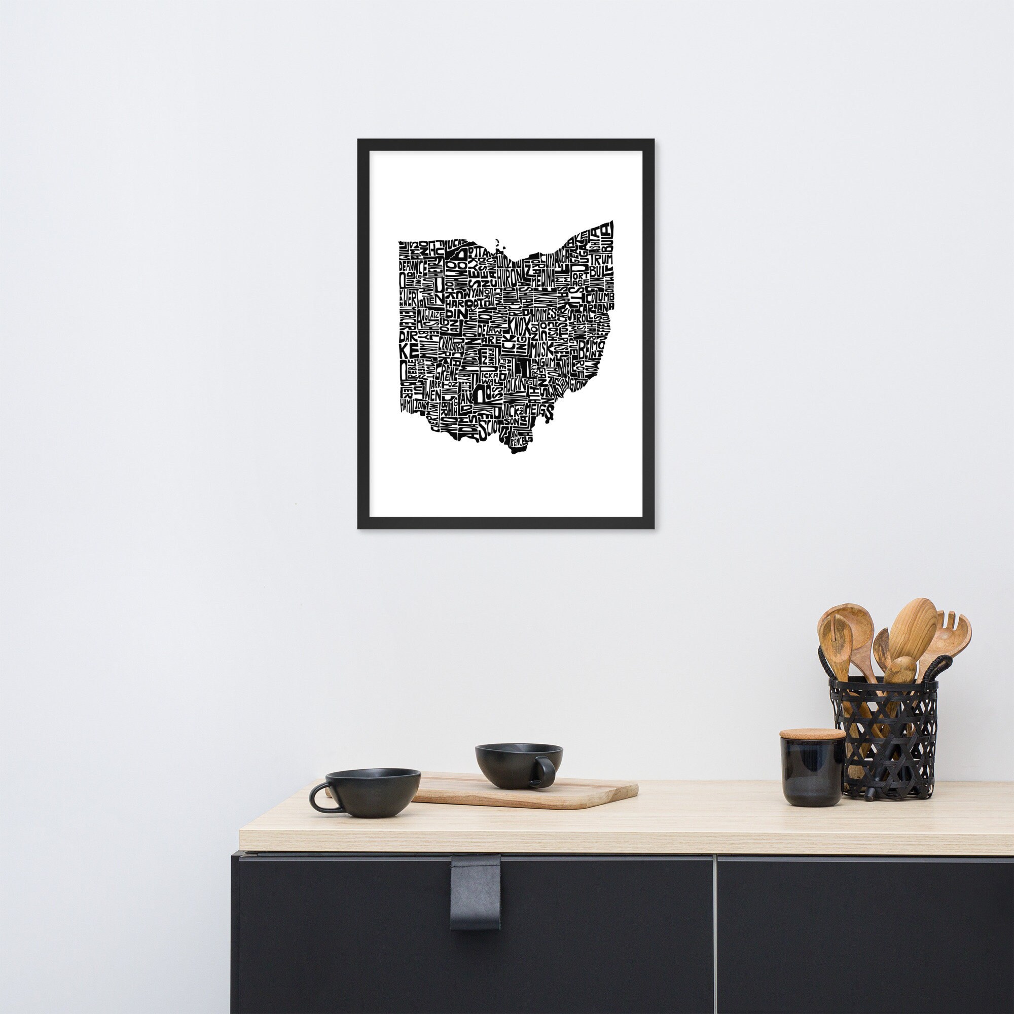 Ohio Typography Map Art FRAMED Print Customizable Personalized State ...