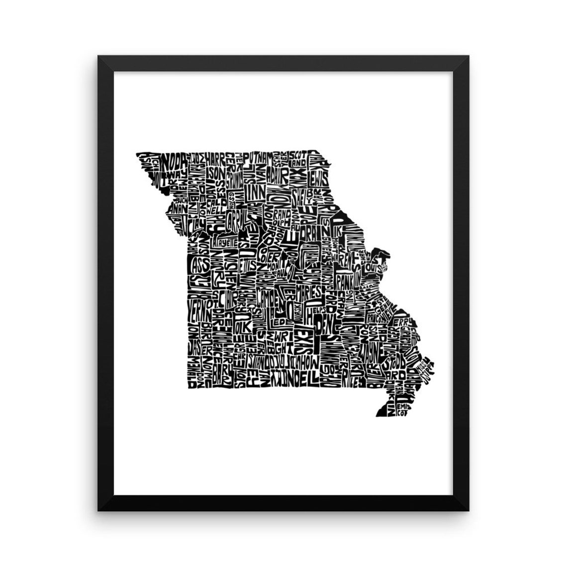 Missouri Typography Map Art FRAMED Print Customizable | Etsy