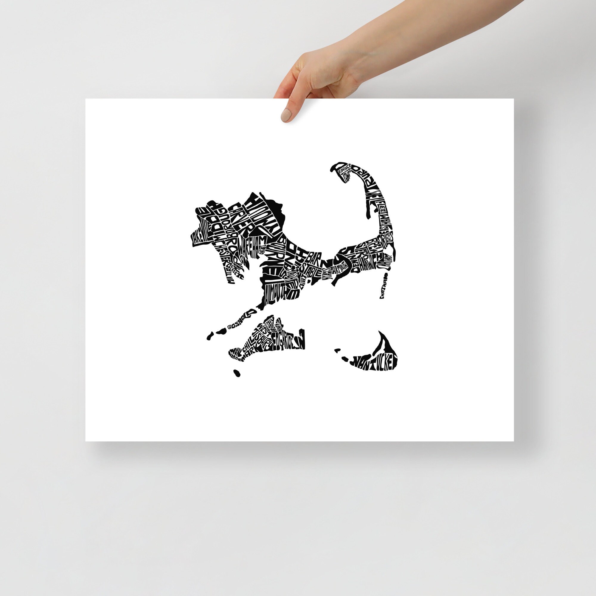 Cape Cod Typography Map Art Unframed Print Customizable State - Etsy