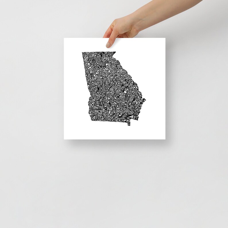 Georgia Typography Map Art Unframed Print Customizable State - Etsy