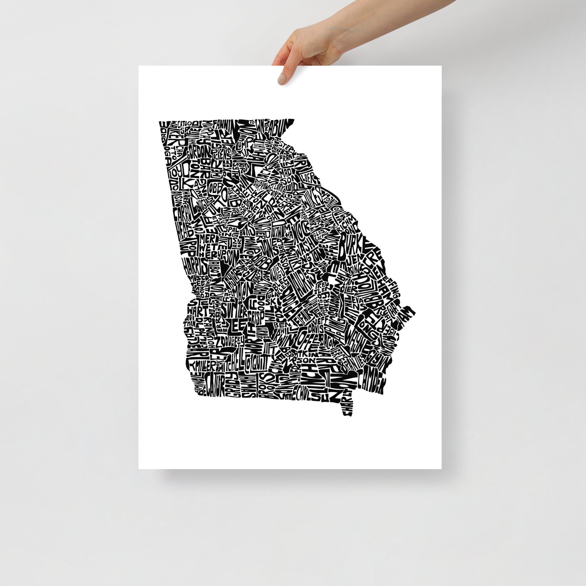 Georgia Typography Map Art Unframed Print Customizable State - Etsy