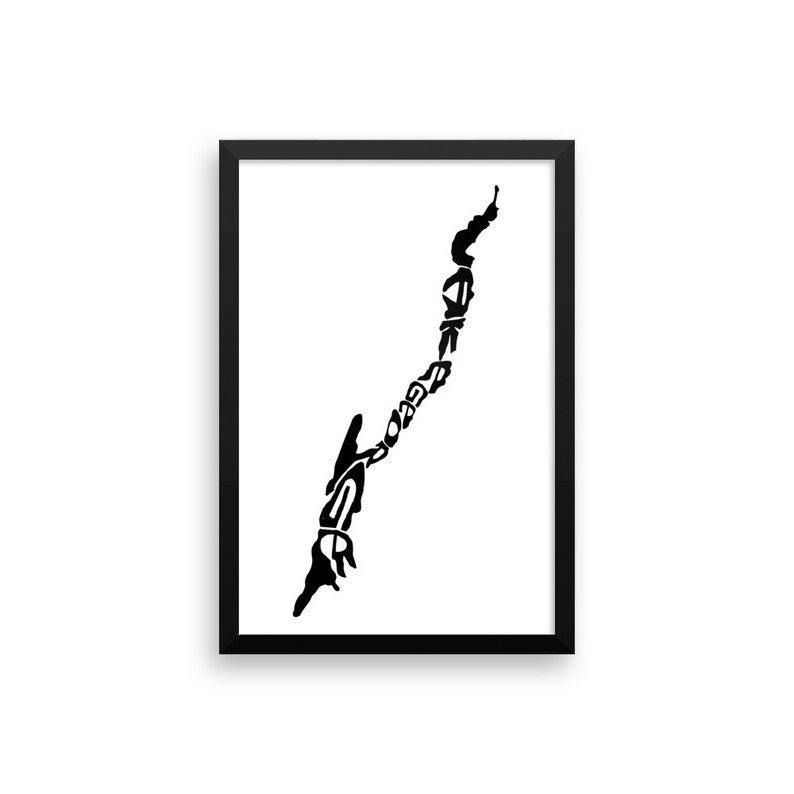 Lake George Typography Map Art FRAMED Print Personalized State | Etsy