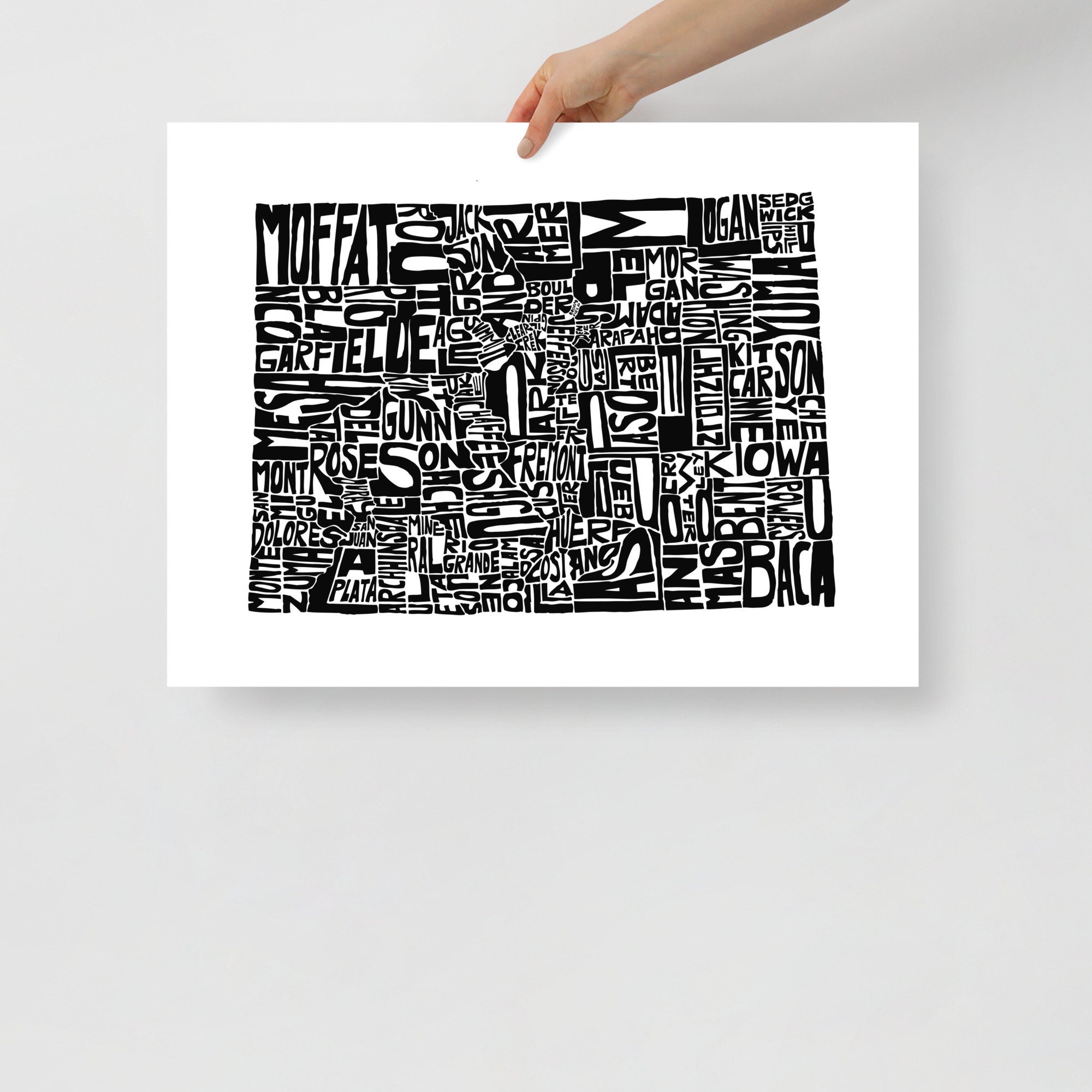 Colorado Typography Map Art Unframed Print Custom State Poster - Etsy