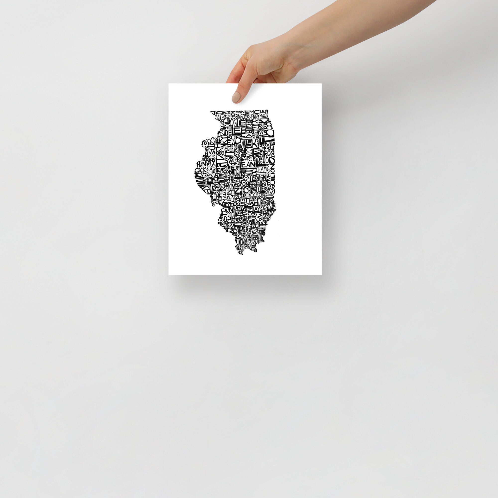 Illinois Typography Map Art Unframed Print Customizable State - Etsy