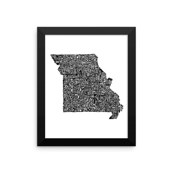 Missouri Typography Map Art FRAMED Print Customizable | Etsy
