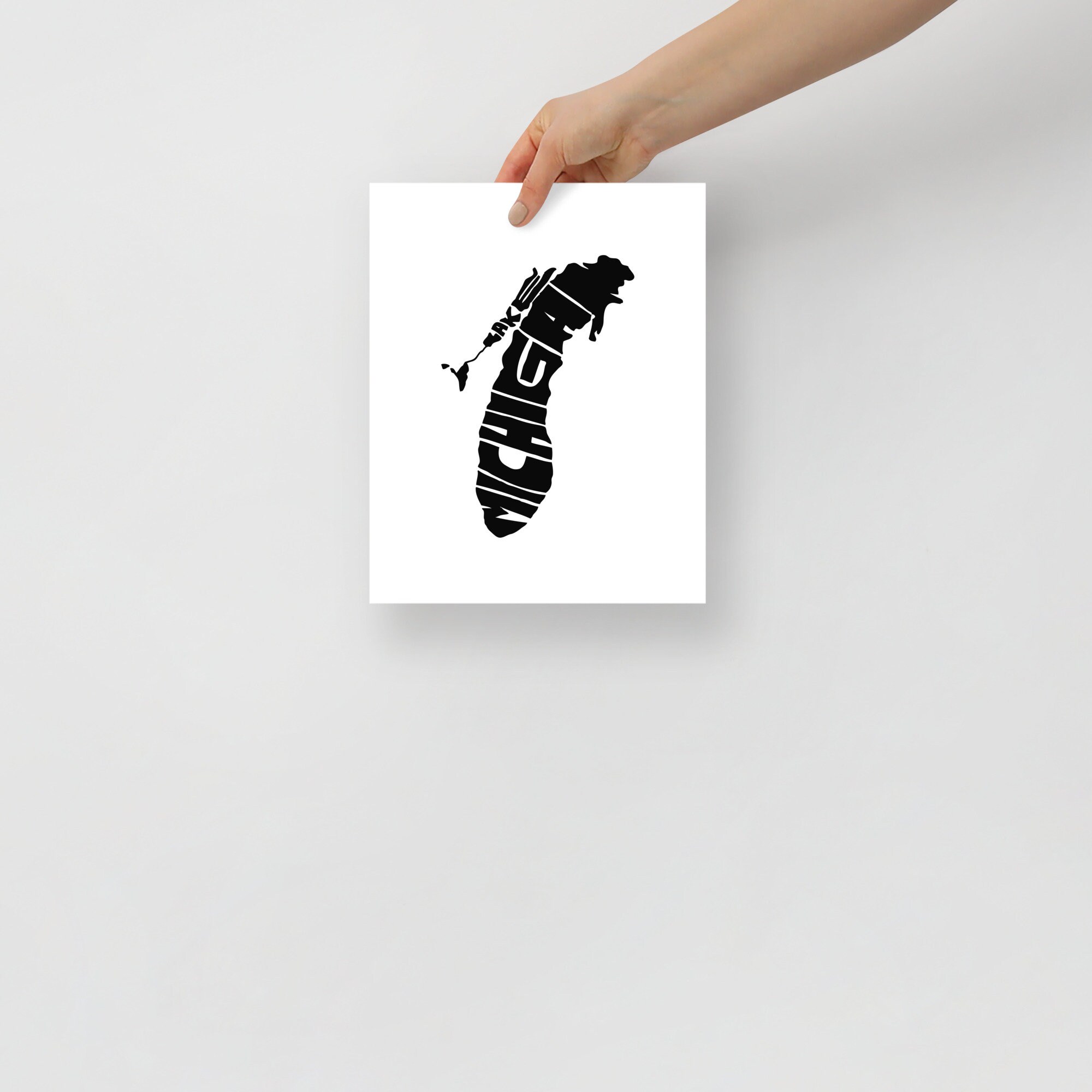 Lake Michigan Typography Map Art Unframed Print Personalized - Etsy