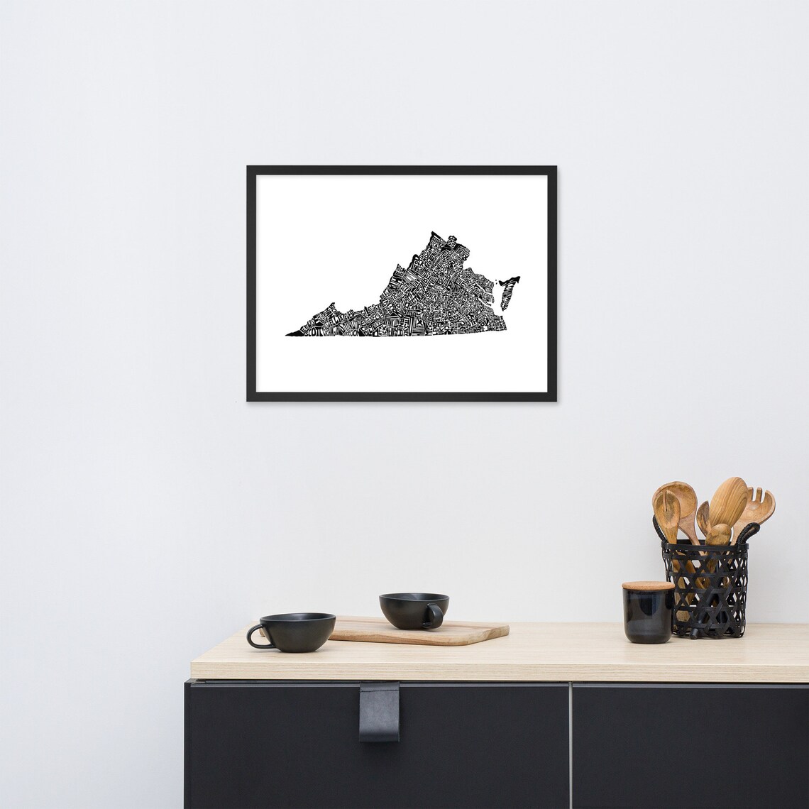 Virginia Typography Map Art FRAMED Print Customizable - Etsy
