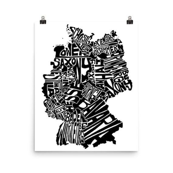 Germany Typography Map Art Unframed Print Customizable | Etsy