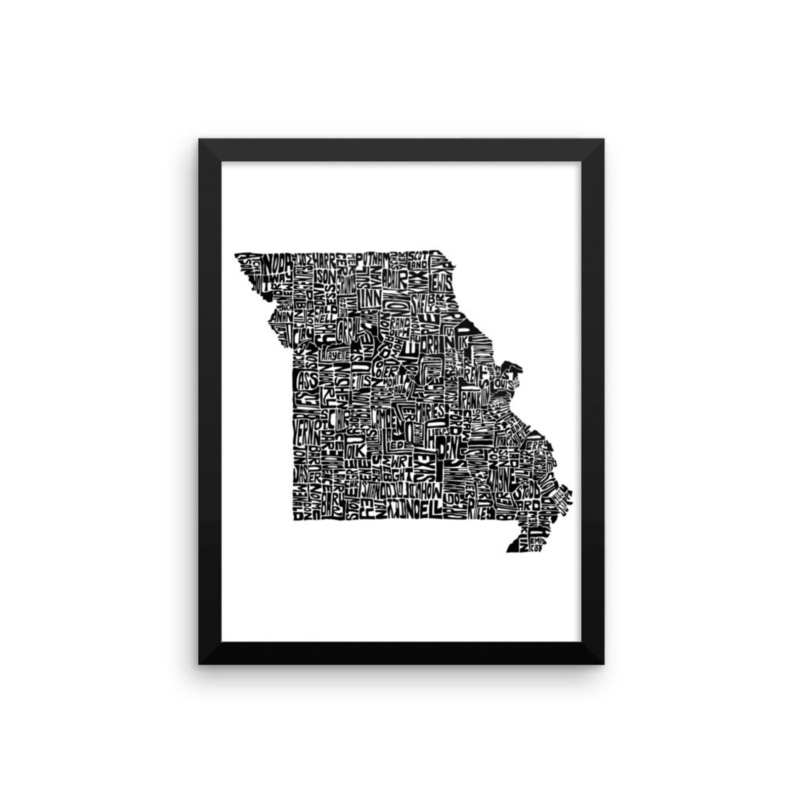 Missouri Typography Map Art FRAMED Print Customizable | Etsy