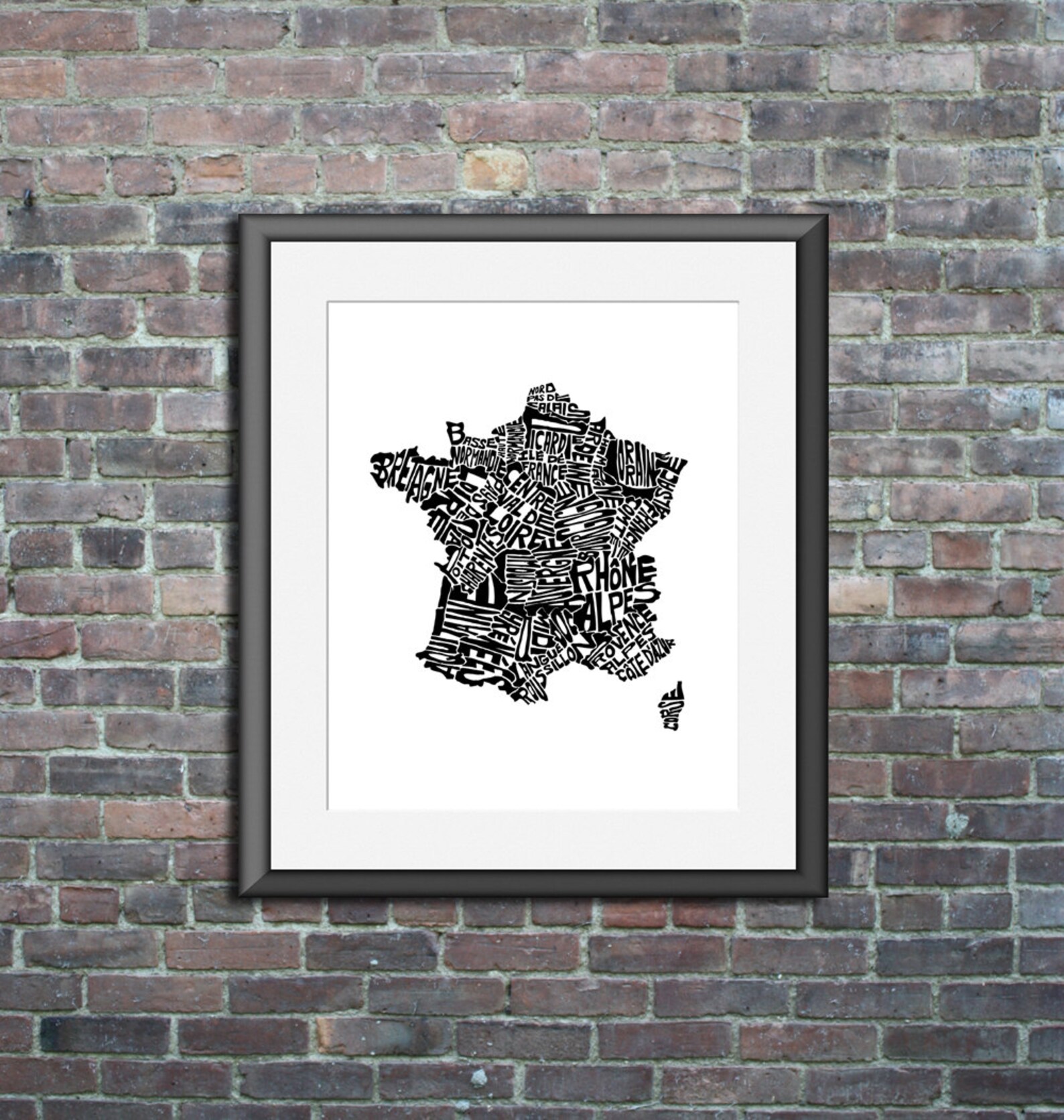 France Typography Map Art Unframed Print Custom Francophile | Etsy