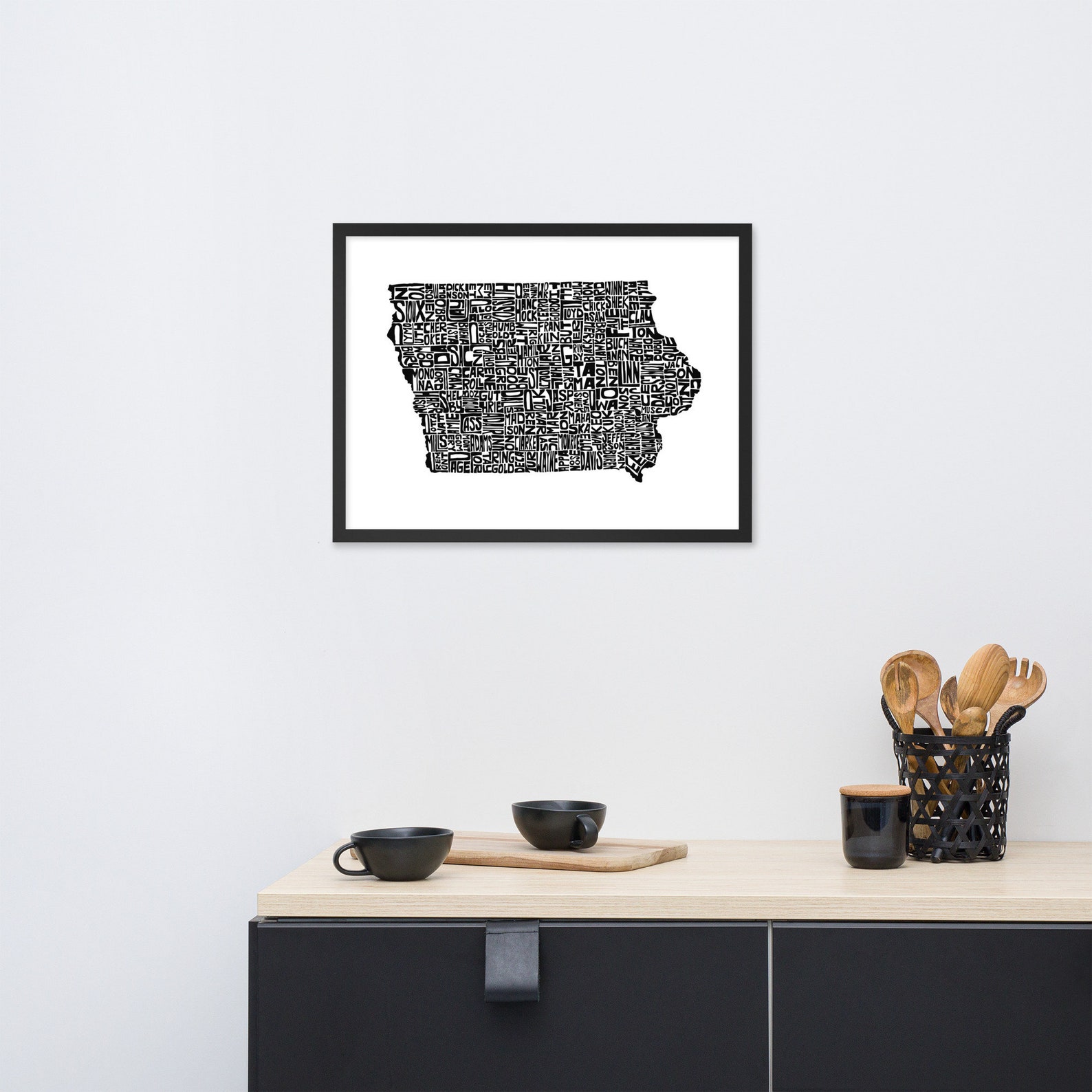 Iowa Typography Map Art FRAMED Print Customizable Personalized State ...
