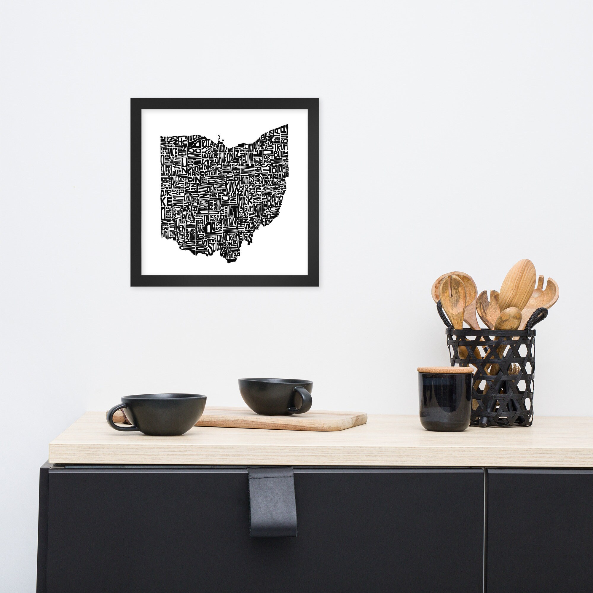 Ohio Typography Map Art FRAMED Print Customizable Personalized State ...