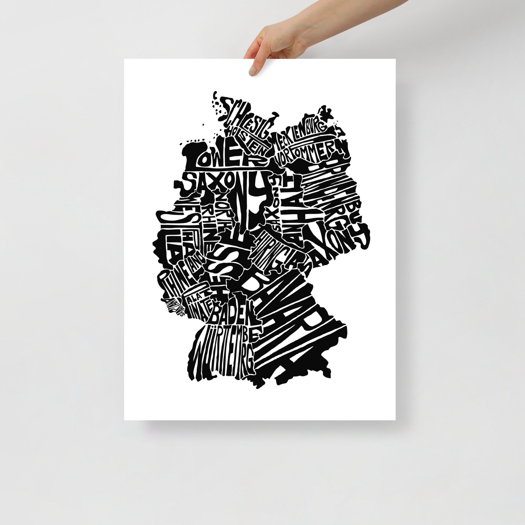 Germany Typography Map Art Unframed Print Customizable Personalized ...